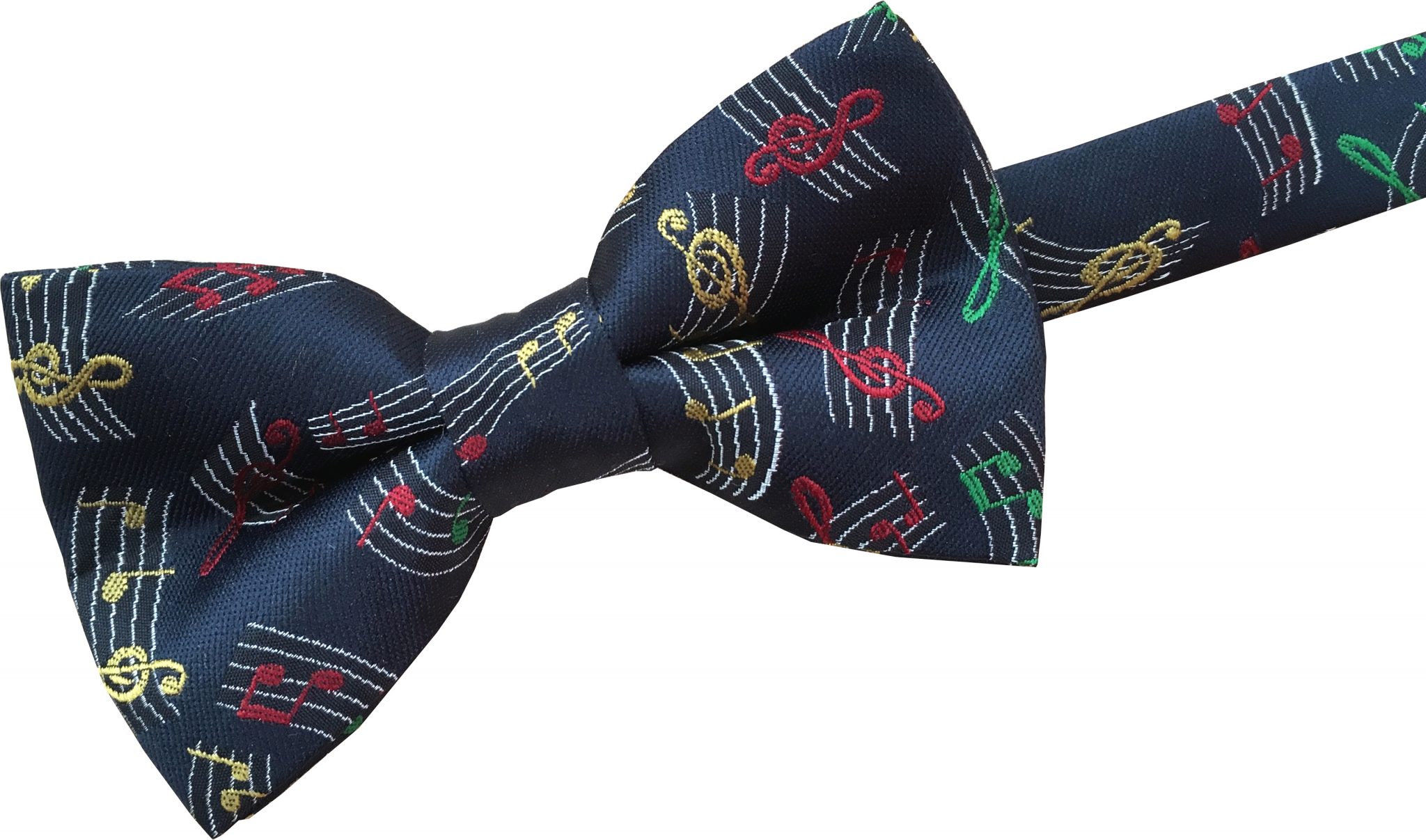 Navy Blue Bow Tie with Red Green and Yellow Musical Stave Treble Clef ...