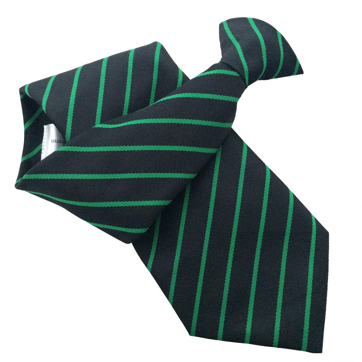 Black Clip On Tie with Slim Emerald Green Stripe Clipper Snapper Tie