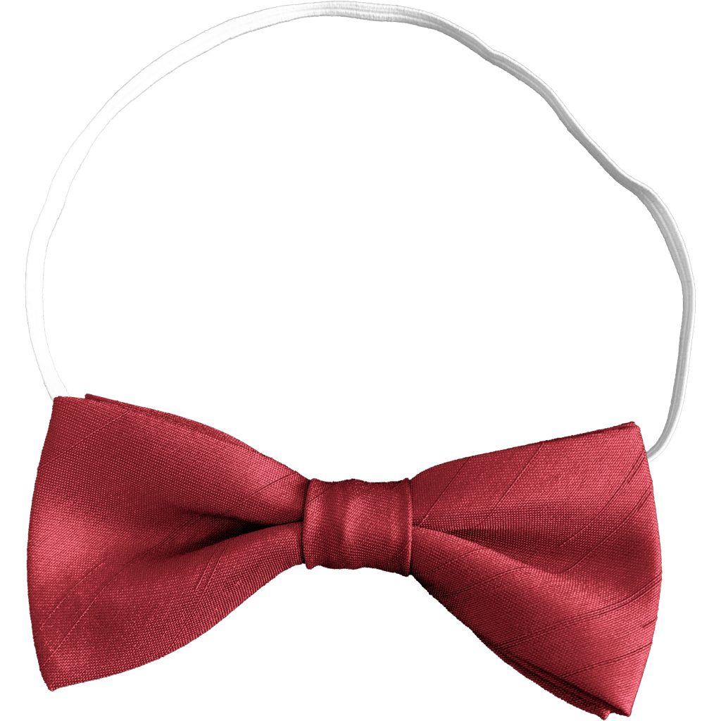 Ruby Red Elastic Bow Tie Toddler Size Shantung Dupioni - British Made Tie
