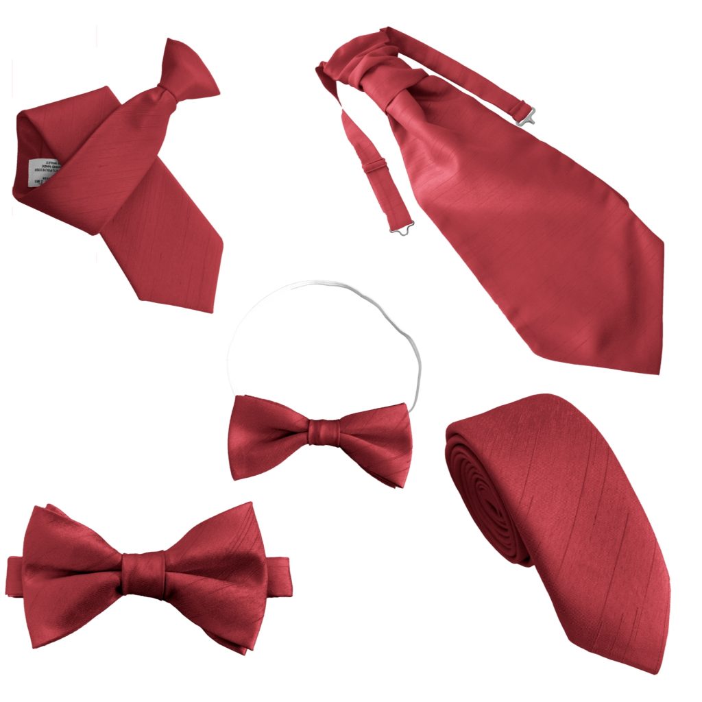 Ruby Red Dupioni Wedding Tie, Clip On, Bow Ties and Cravats Formal ...