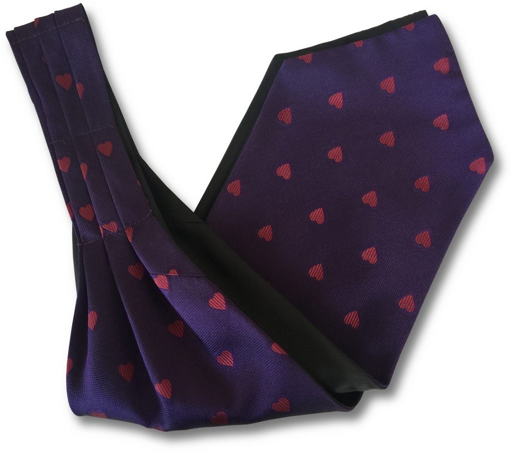 Ascot Day Cravat Purple with Fuchsia Valentine Hearts worn under open ...